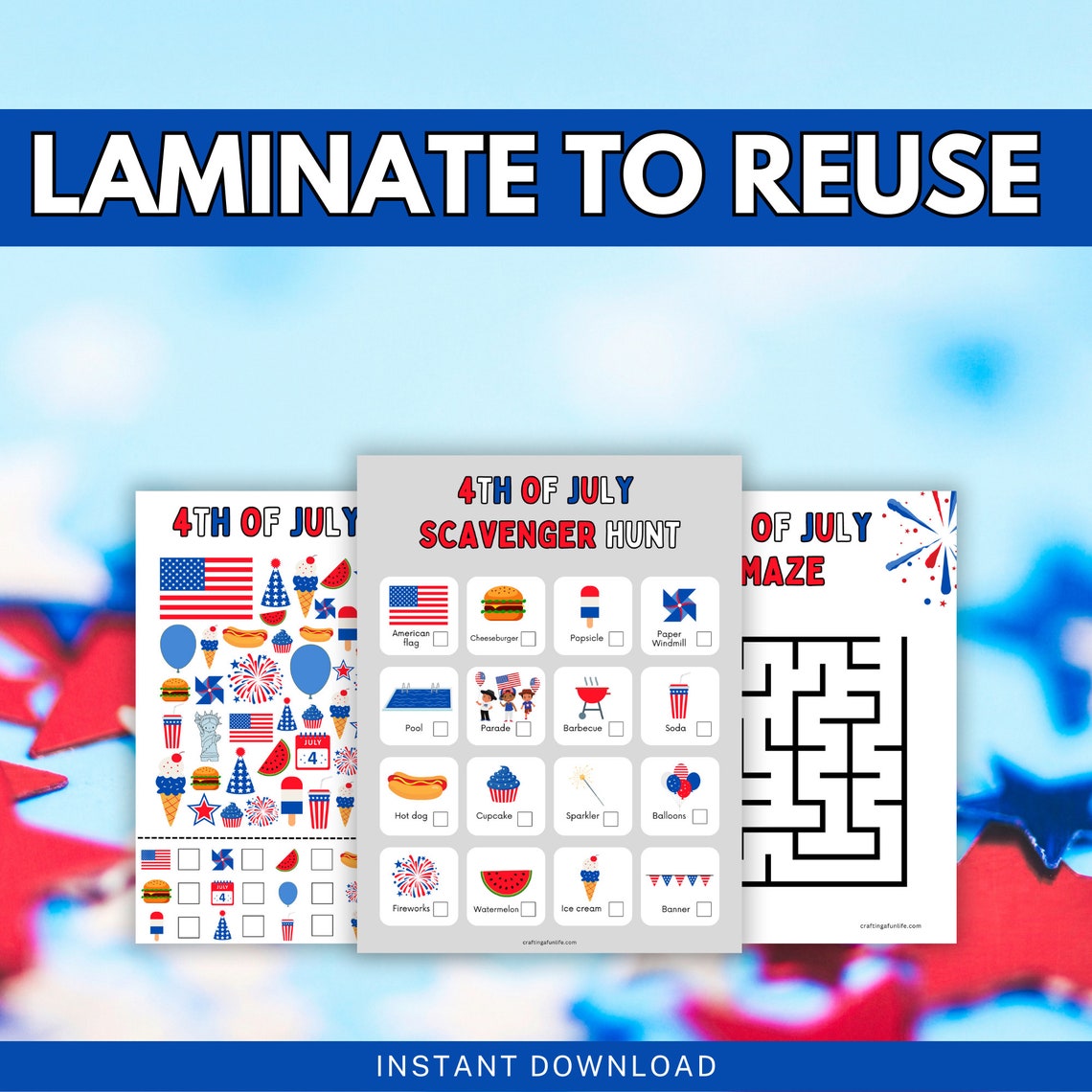 4th of July Activity Bundle for Kids, 4th of July Games, Independence ...