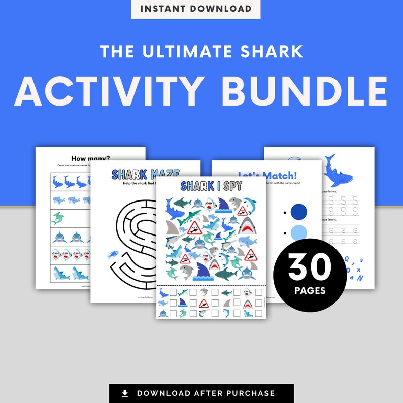 Shark Activity Bundle for Kids, Summer Activities for Kids, Printable ...