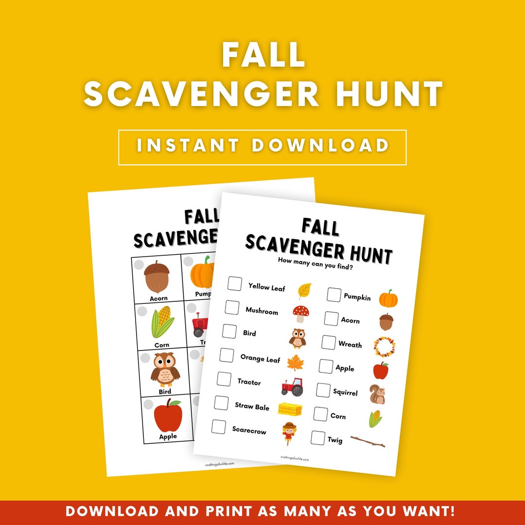 Fall Scavenger Hunt for Kids: Printable Autumn Activity (PDF) - Etsy