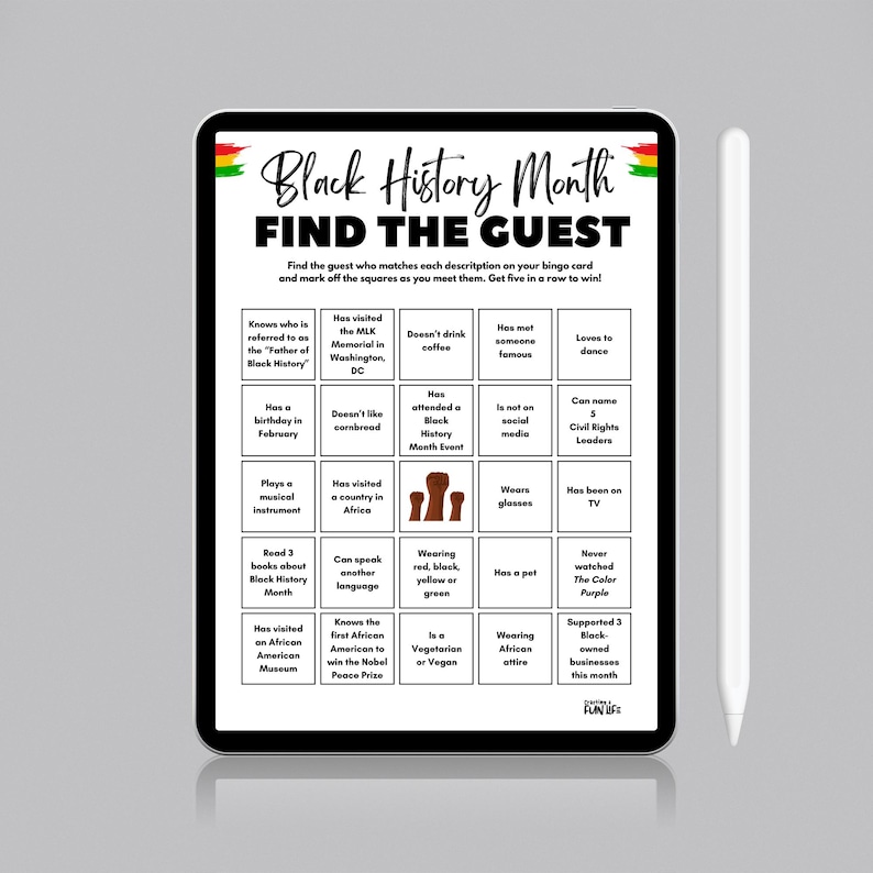Black History Month Bingo Game: Mix and Mingle Party (PDF) - Etsy