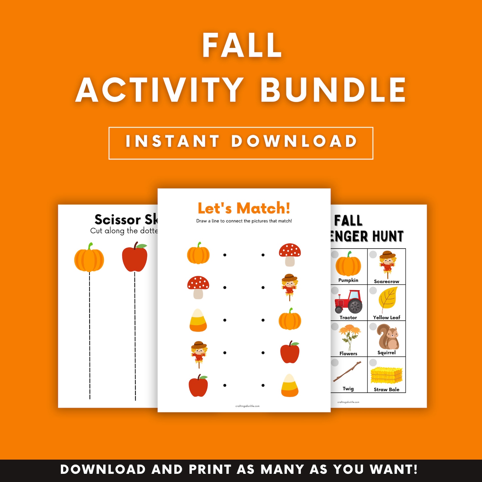Fall Activity Bundle for Kids, Fall Activities, Autumn Activity Sheet ...