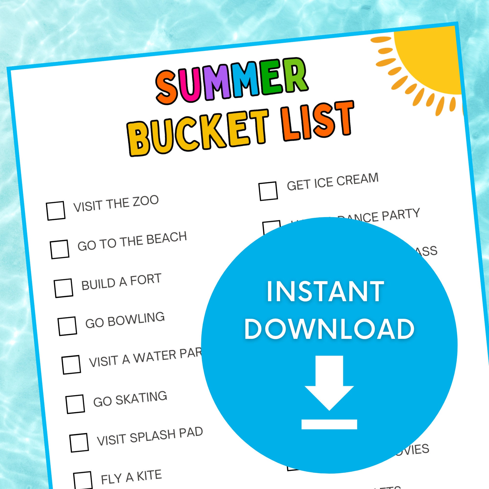 Summer Bucket List, Summer Activities, Printable Bucket List for Kids ...