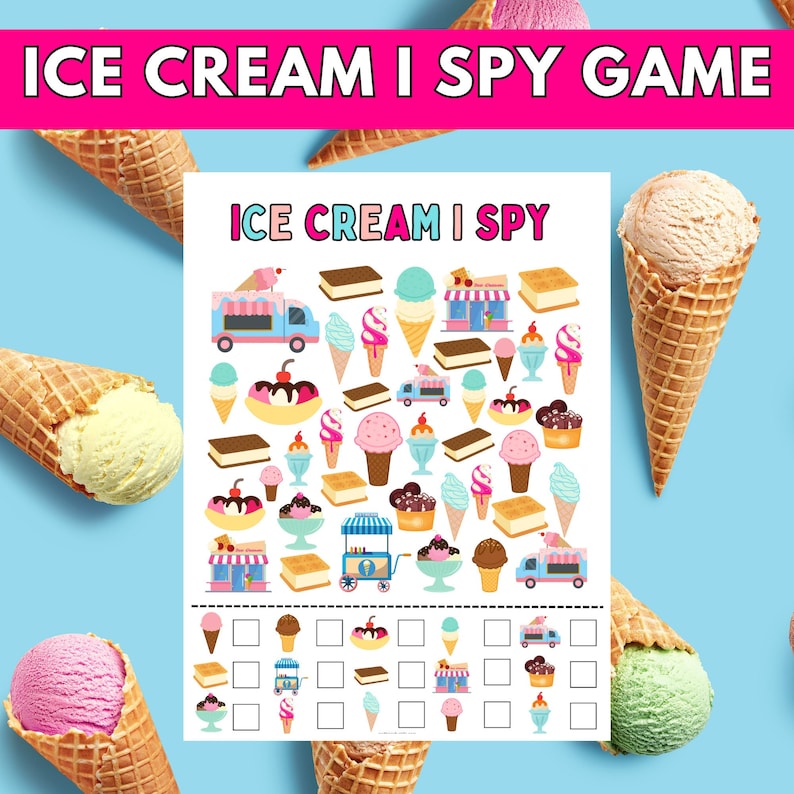 Ice Cream I Spy Activity for Kids, Look and Find Activities, Summer ...