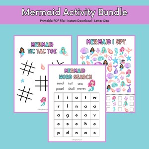 Mermaid Activity Bundle for Kids, Summer Activity Sheets, Printable ...