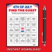 4th of July Find the Guest Bingo Game: Independence Day Party (PDF) - Etsy