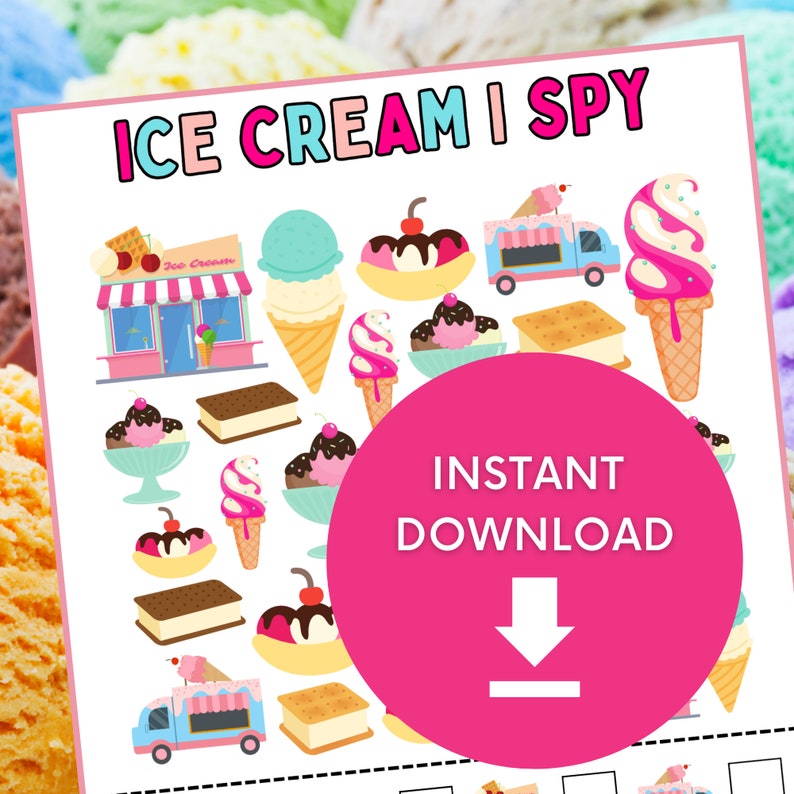 Ice Cream I Spy Activity for Kids, Look and Find Activities, Summer ...