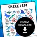 Shark I Spy Game, Shark Games for Kids, Shark Party Games, Shark Party ...