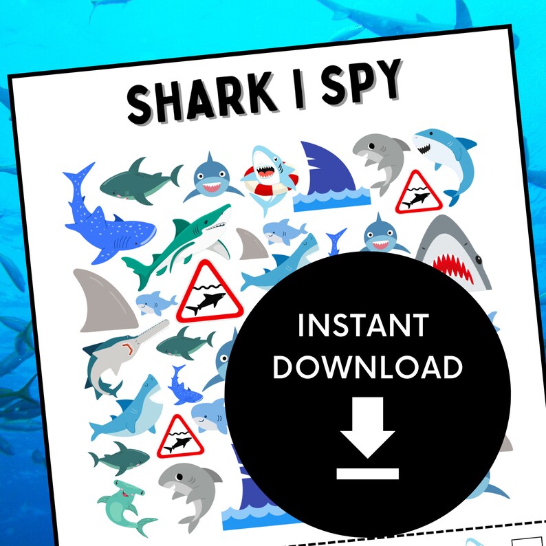 Shark I Spy Game, Shark Games for Kids, Shark Party Games, Shark Party ...