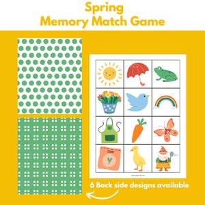 Spring Memory Match Game for Kids, Printable Spring Games, Classroom ...