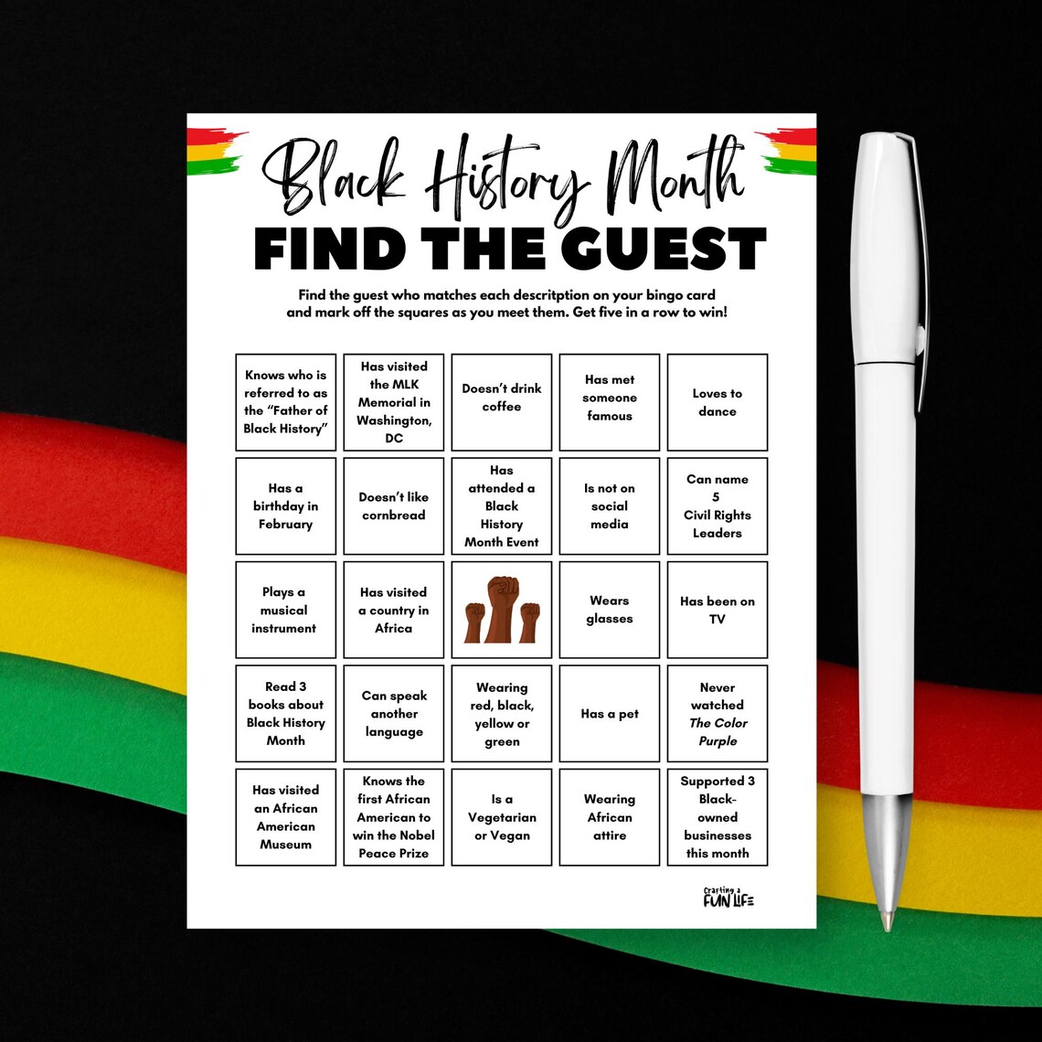 Black History Month Bingo Game: Mix and Mingle Party (PDF) - Etsy