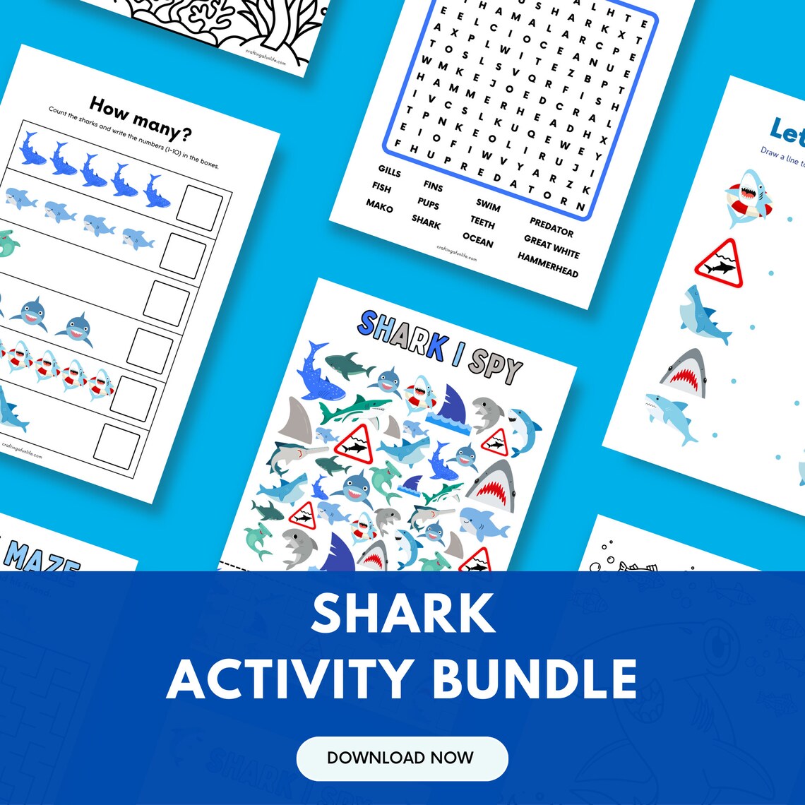 Shark Activity Bundle for Kids, Summer Activities for Kids, Printable ...