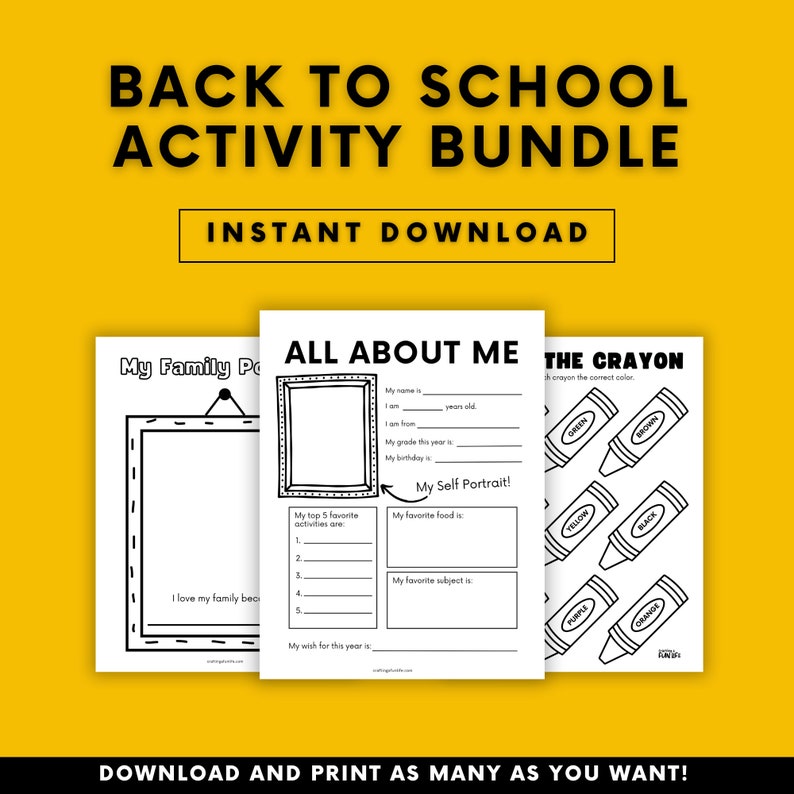 Back to School Activity Bundle: 76 Pages of Printable Games (digital ...