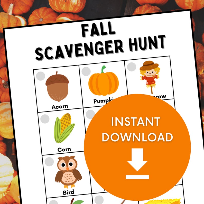 Fall Scavenger Hunt for Kids: Printable Autumn Activity (PDF) - Etsy