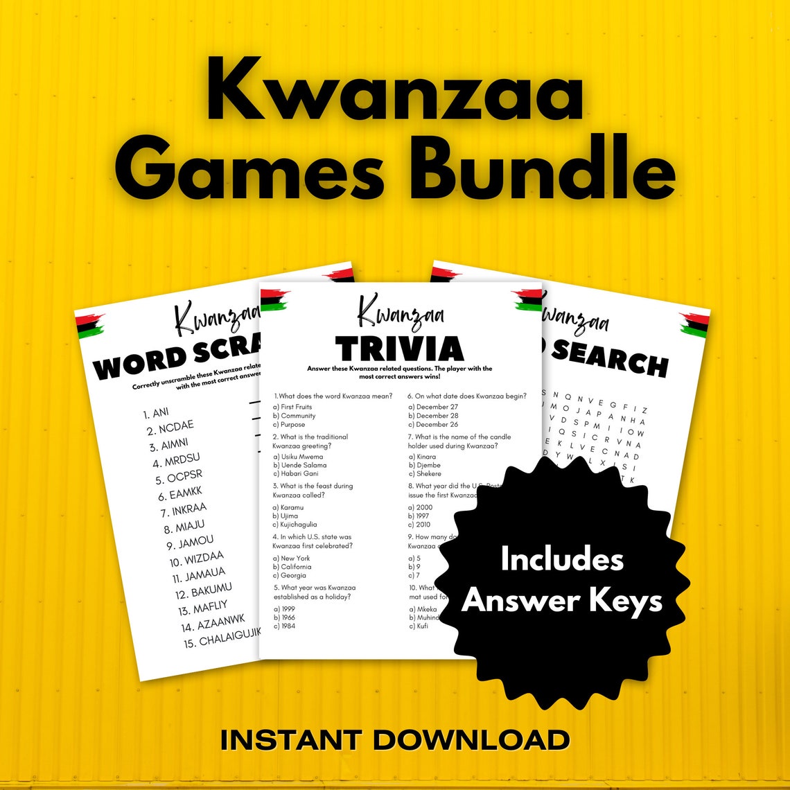 Kwanzaa Party Games, Kwanzaa Trivia Game, Kwanzaa Party, African ...