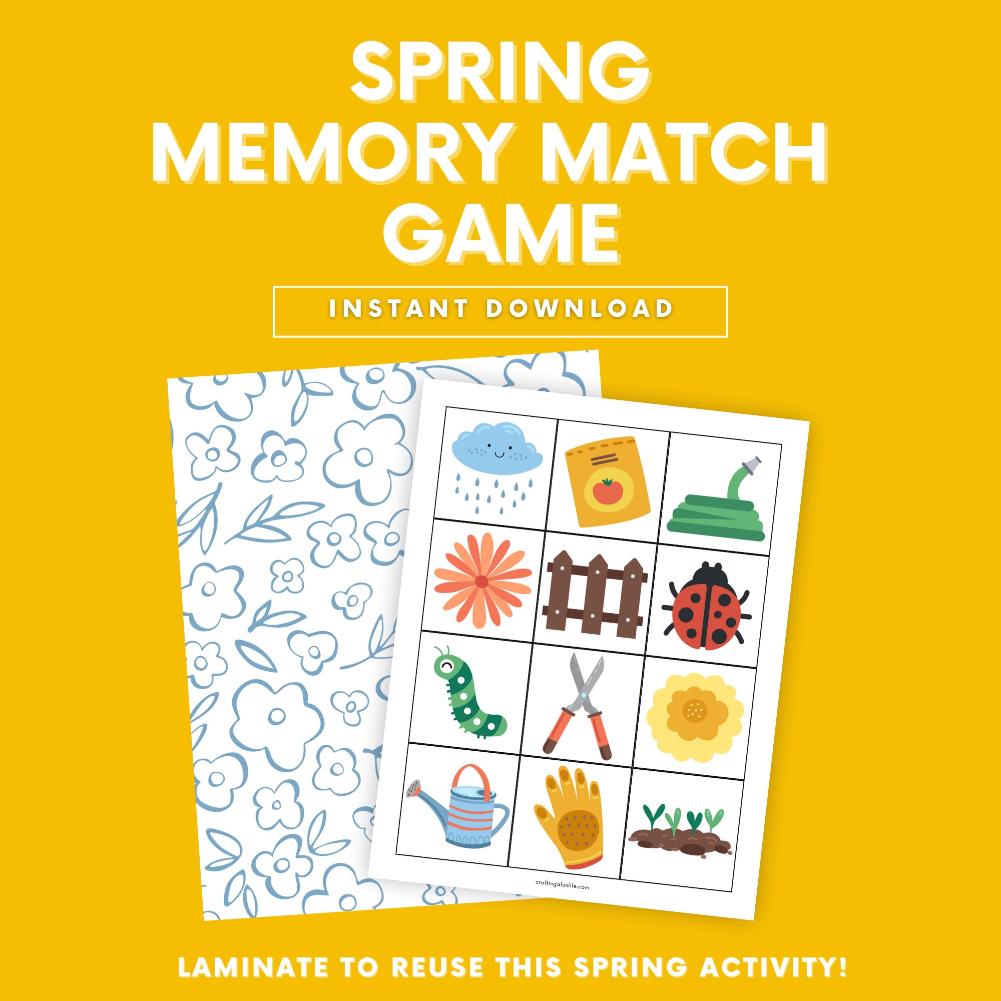Spring Memory Match Game for Kids, Printable Spring Games, Classroom ...