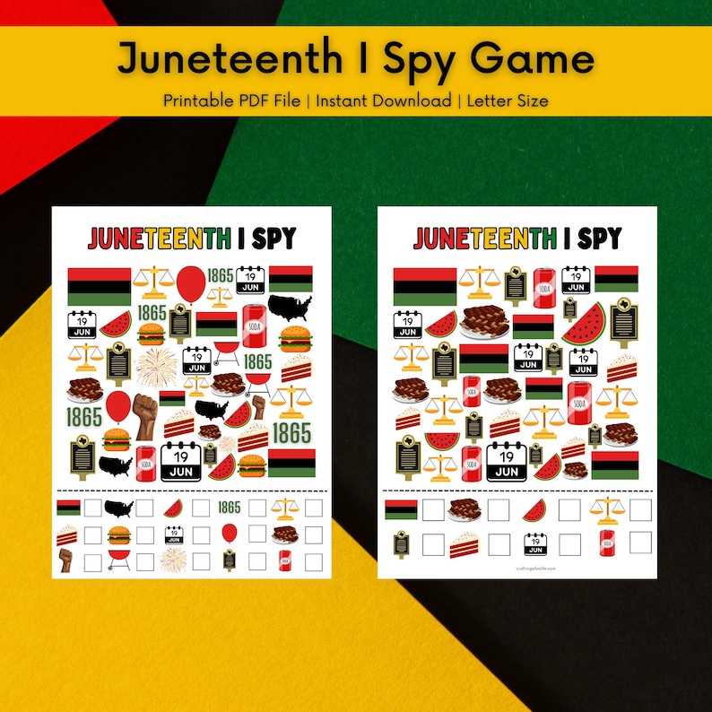 Juneteenth I Spy Activity Sheets for Kids, Kids Juneteenth Printable ...