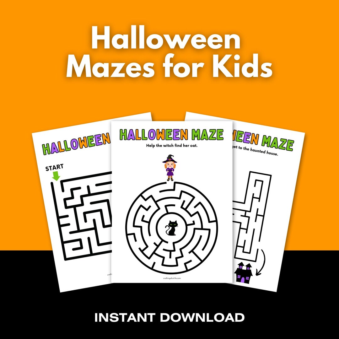 Halloween Mazes for Kids, Halloween Games, Printable Halloween Activity ...