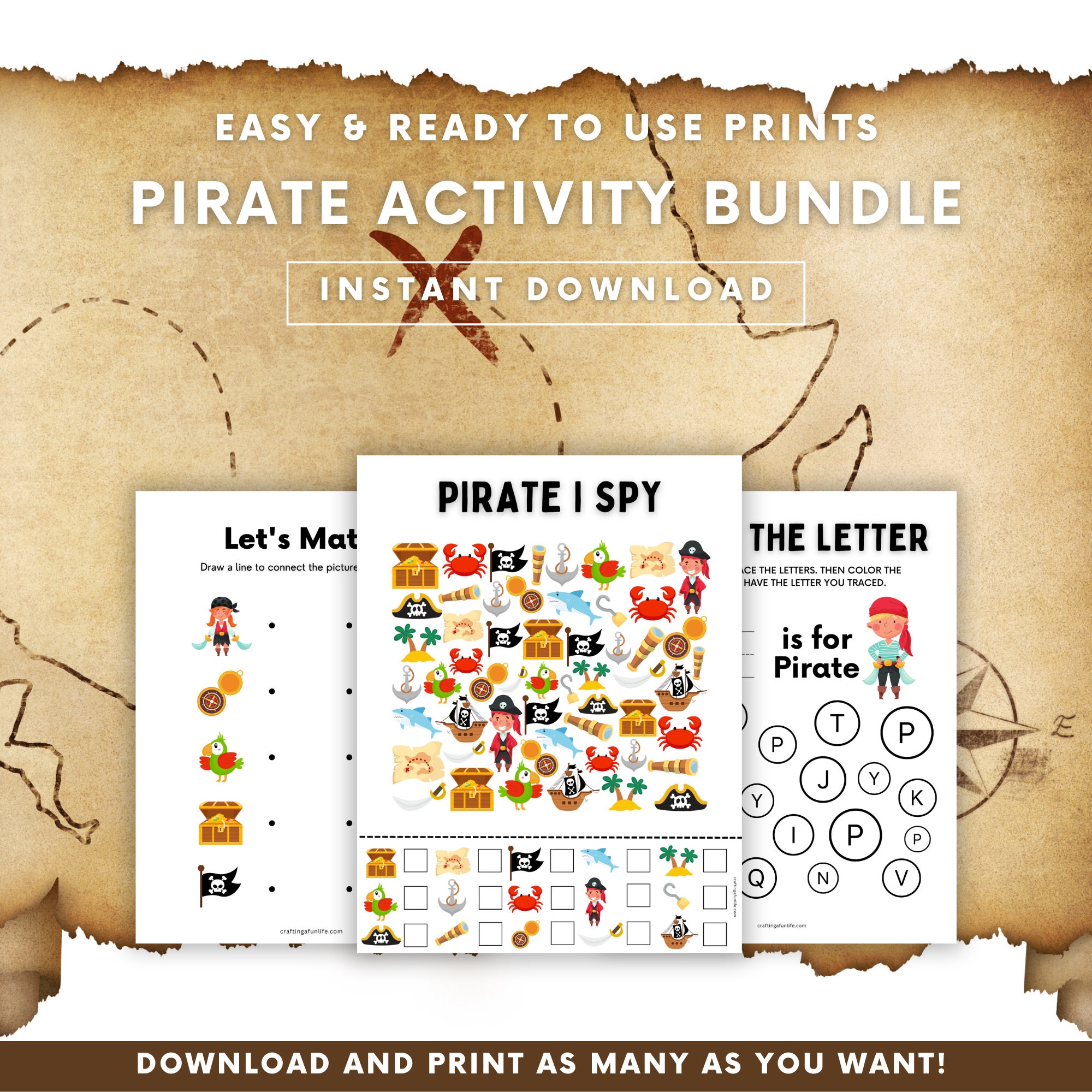 Pirate Activity Bundle for Kids, Pirate Themed Worksheets, Printable ...