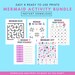 Mermaid Activity Bundle for Kids, Summer Activity Sheets, Printable ...