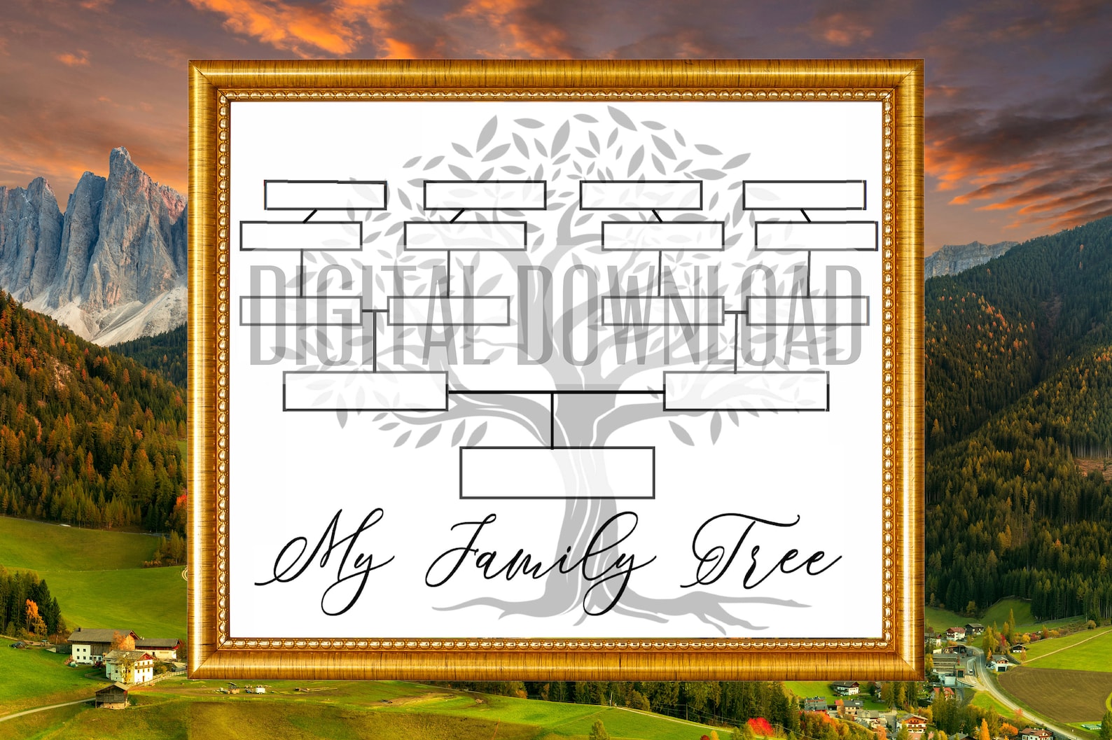 Simple Family Tree Chart 4 Generations | Instant Download | Printable ...