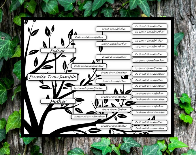 Family Tree Chart 5 Generations Pedigree | Instant Download | Printable ...