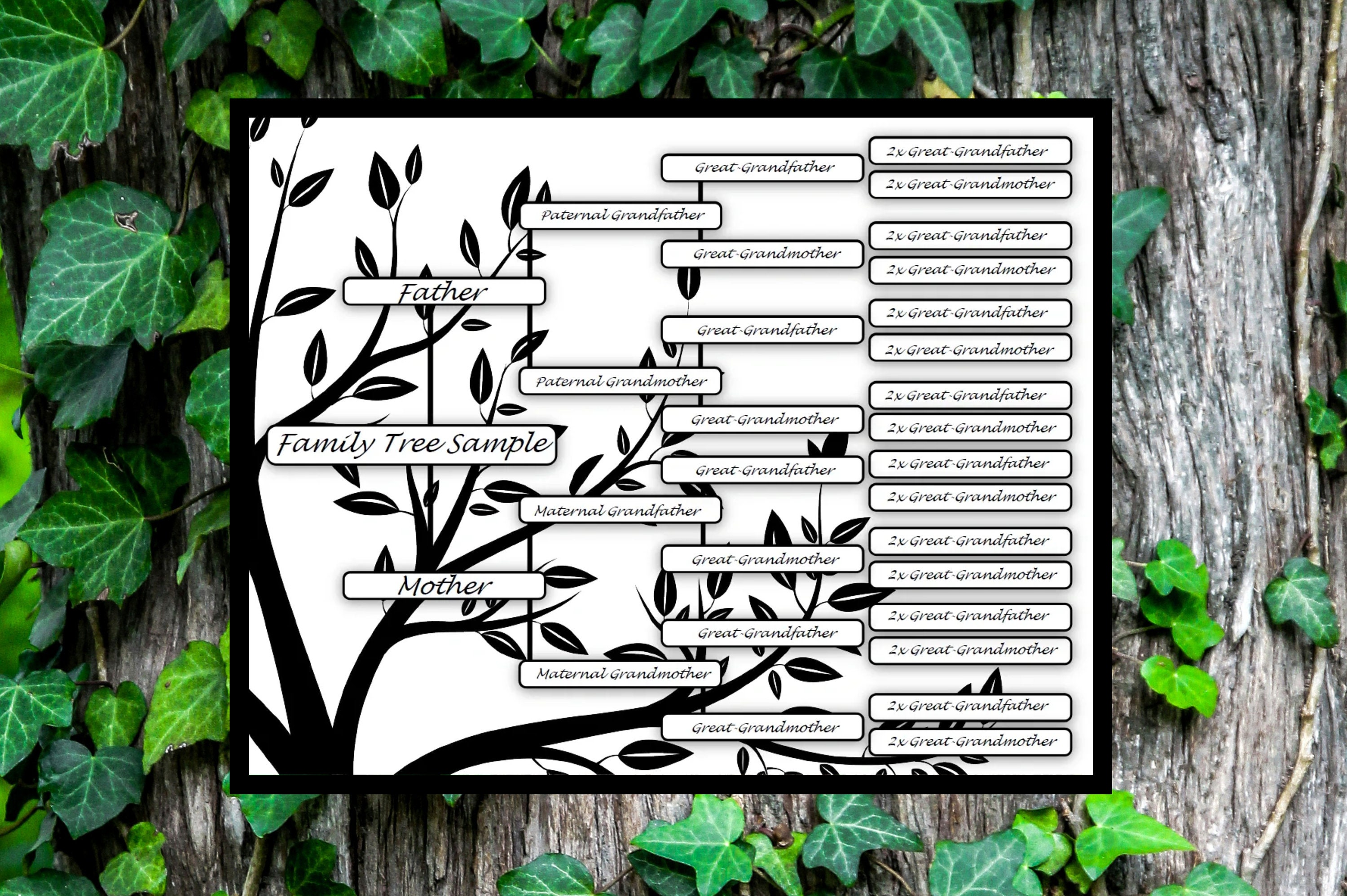 Family Tree Chart 5 Generations Pedigree | Instant Download | Printable ...