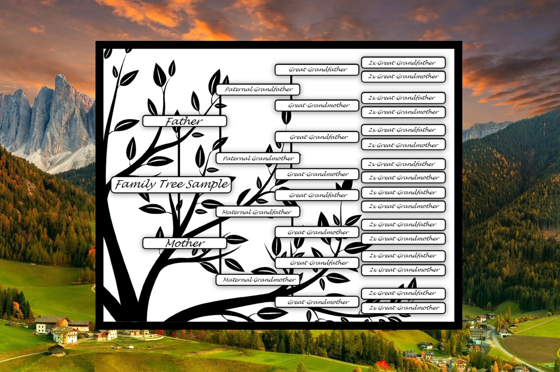 Family Tree Chart 5 Generations Pedigree | Instant Download | Printable ...