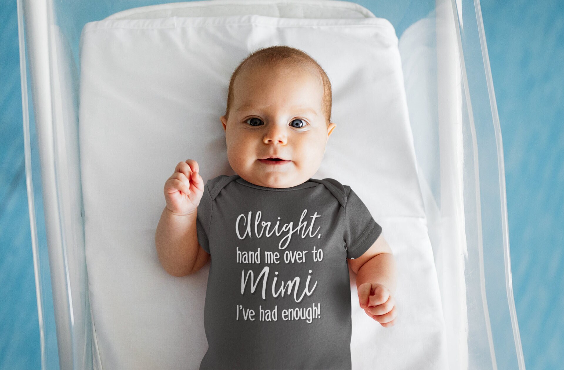 Hand Me to Mimi Baby Onesie - Funny Baby Onesie - Baby Shower Gift ...
