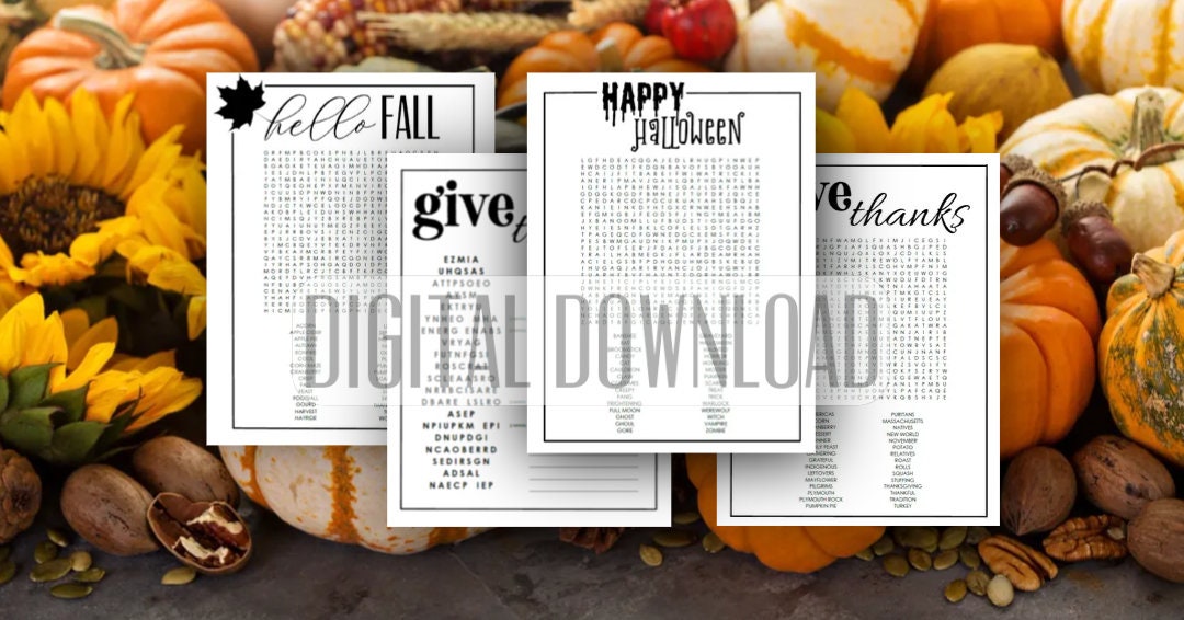 Fall Bundle Word Puzzles Answer Keys Instant Download Printable PDF - Etsy