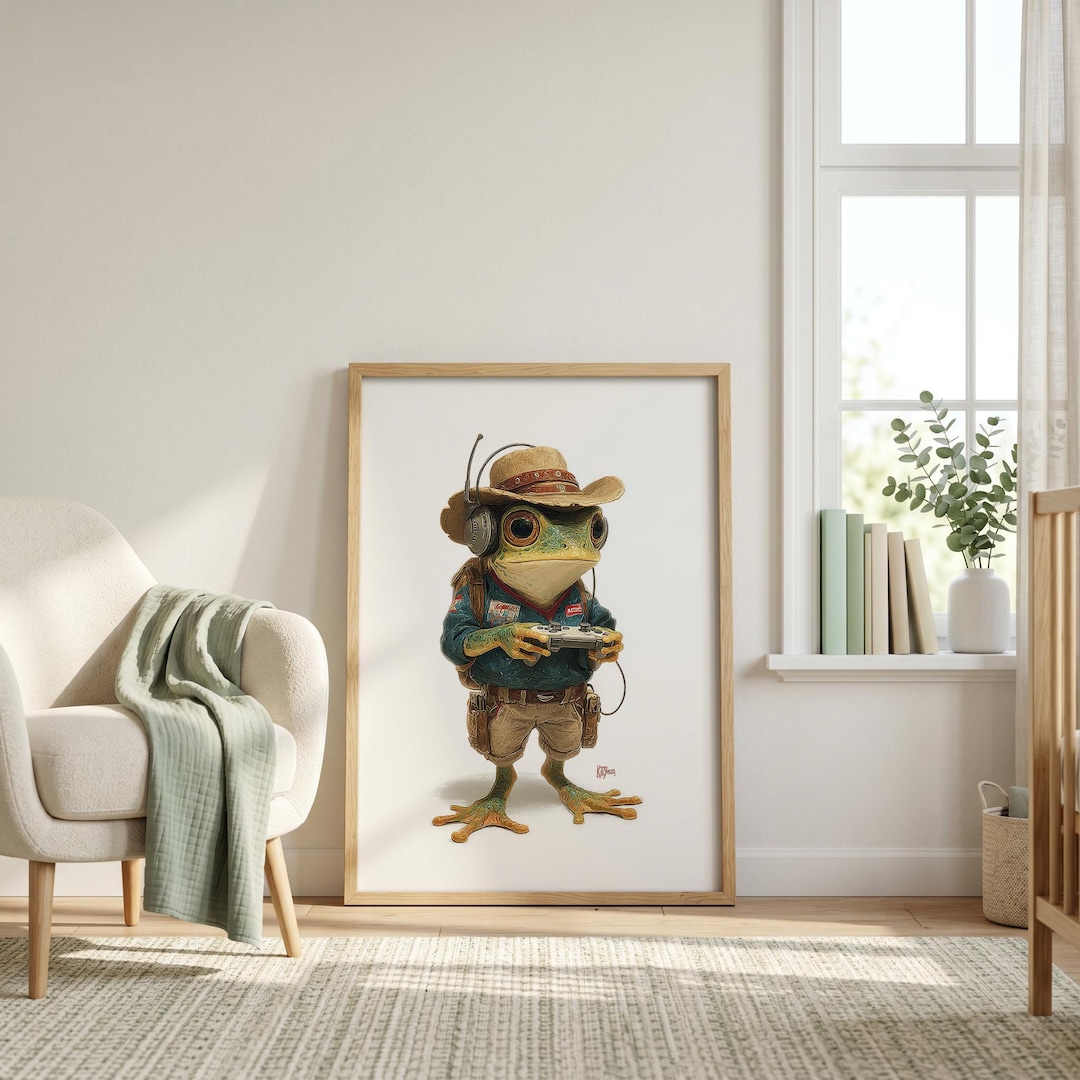 Cowboy Frog Gamer Print, Video Game Animal Art, Quirky Gaming Room ...