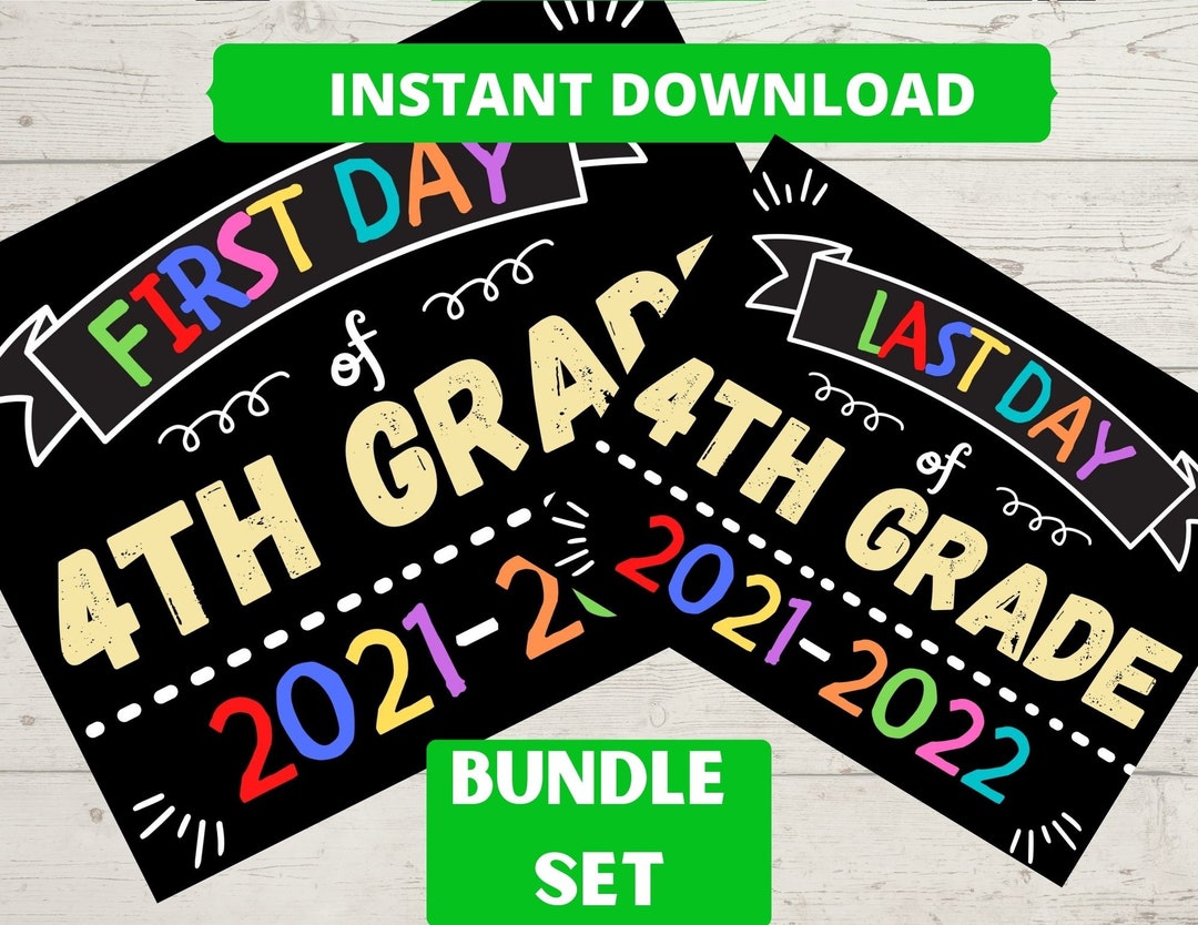 First Day of 4th Grade Sign Last Day of 4th Grade Sign - Etsy