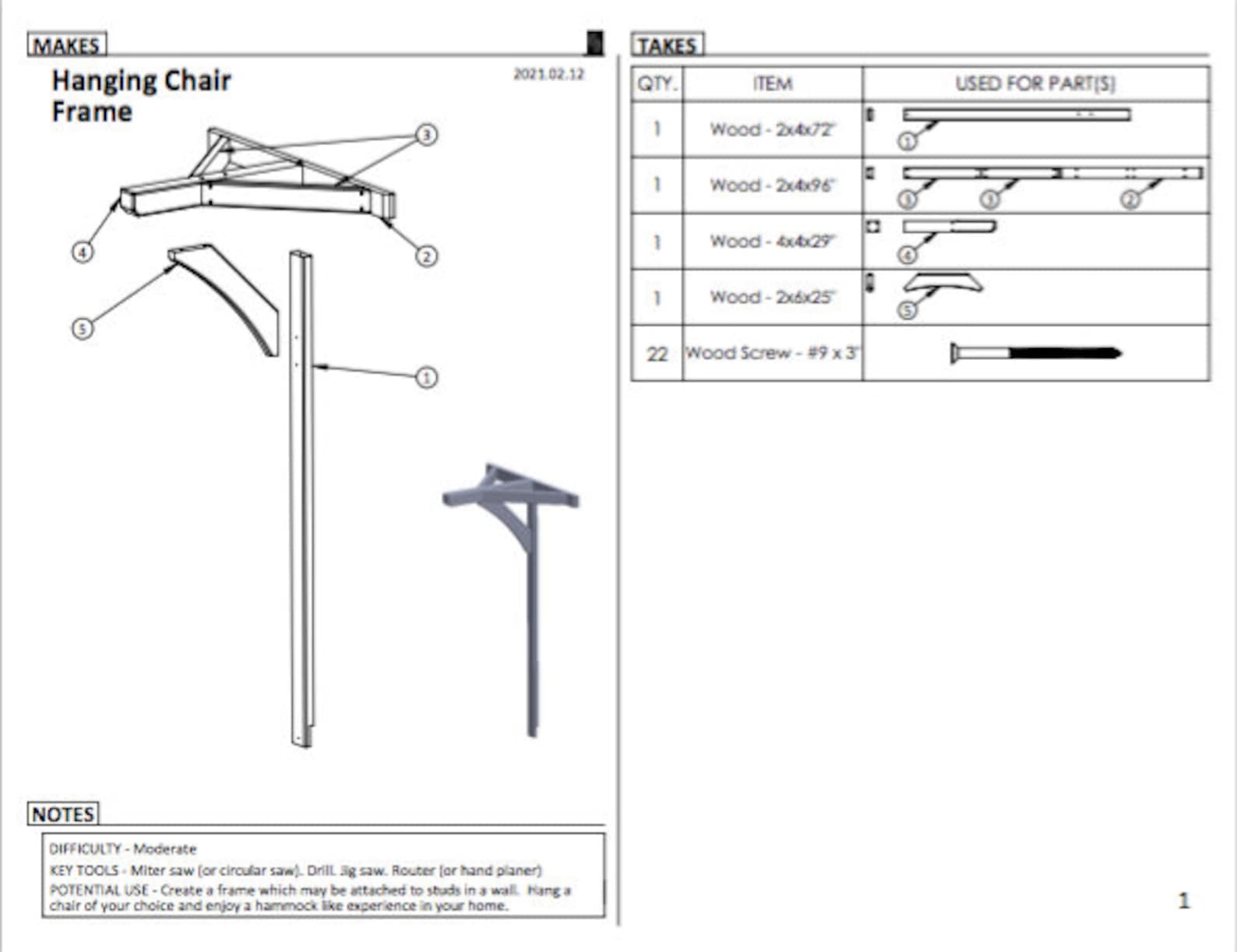 Plans for Hanging Chair Stand Only (chair Not Include) - Etsy