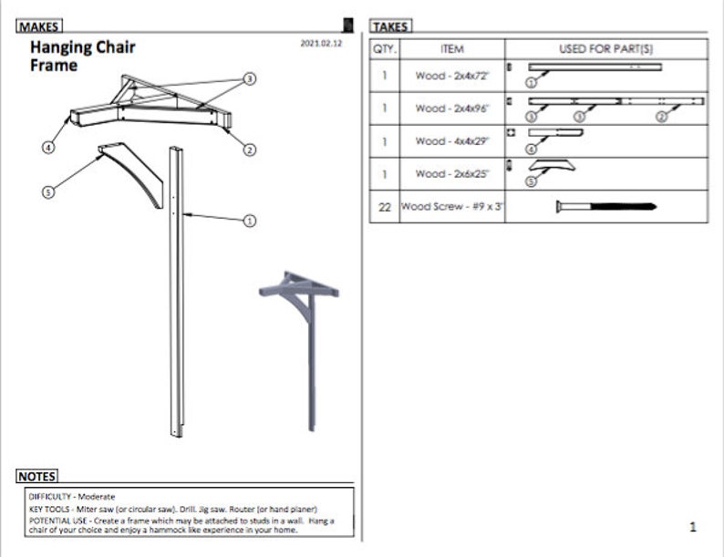 Plans for Hanging Chair Stand Only (chair Not Include) - Etsy
