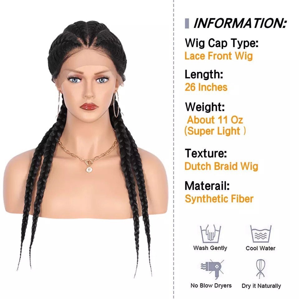 Kalyss 26 Box Braided Wigs Synthetic Lace Front Wigs With - Etsy