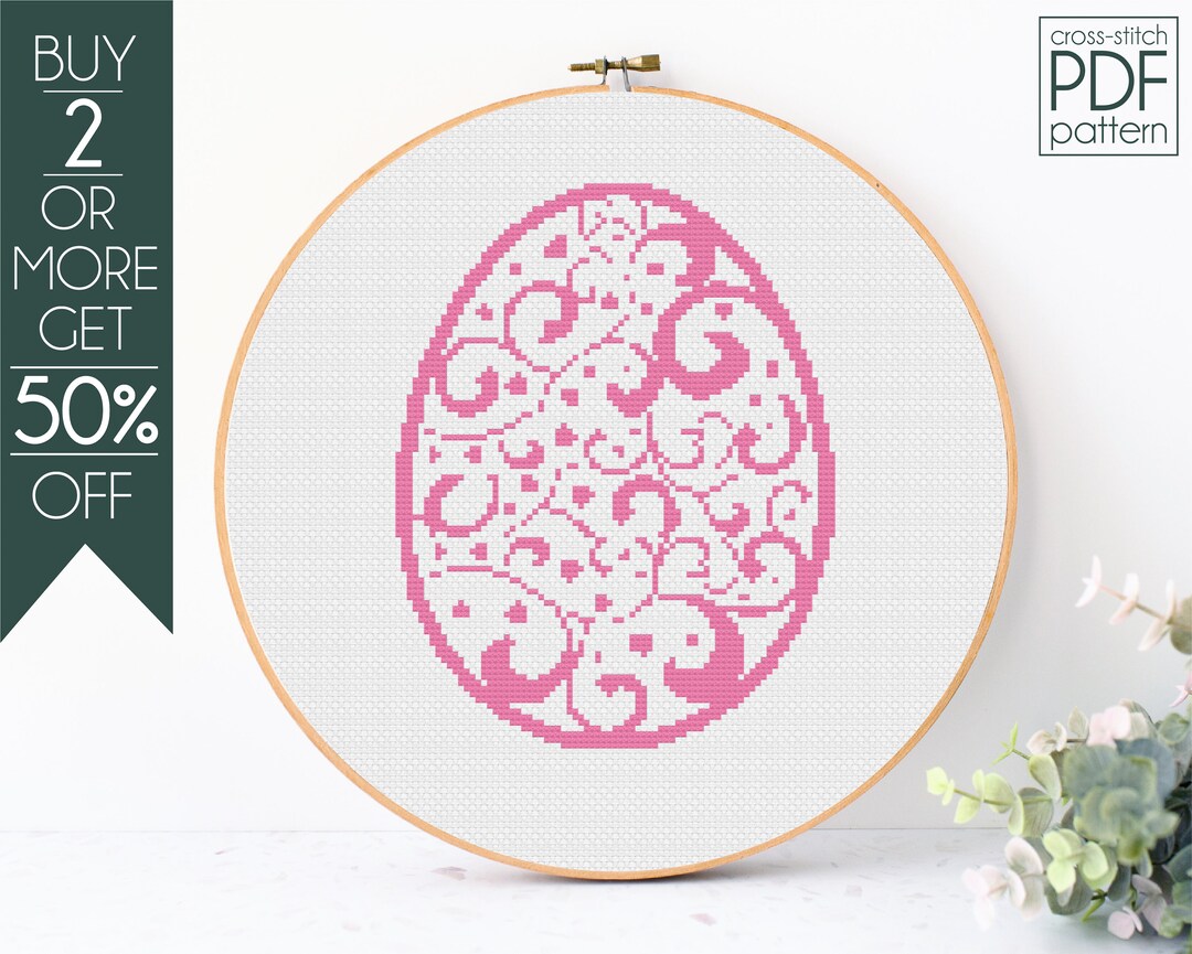 Egg Cross Stitch Pattern PDF, Easter Embroidery Pattern, Swirly Egg ...