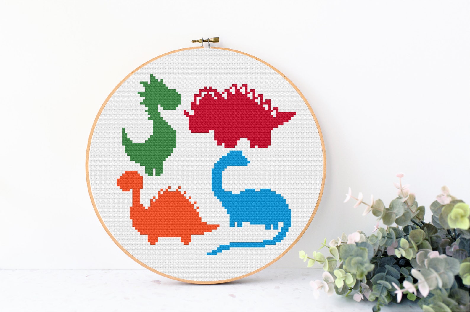 Dinosaur Cross Stitch Pattern PDF, Baby Dino Cross Stitch, Cute Animals ...