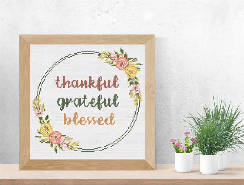 Thanksful Grateful Blessed Cross Stitch Pattern PDF - Etsy