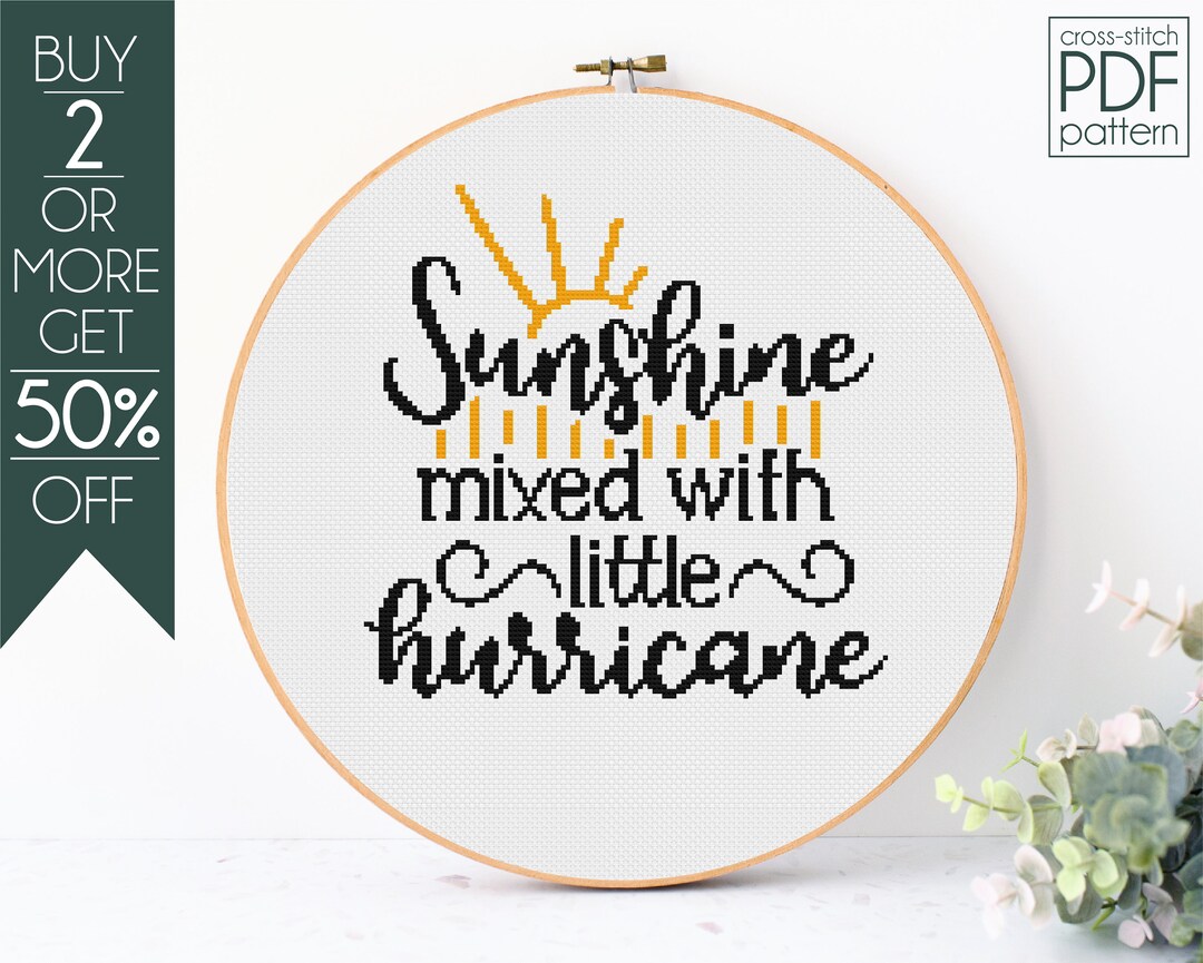 Sunshine Mixed With A Little Hurricane Cross Stitch Pattern PDF, Summer ...