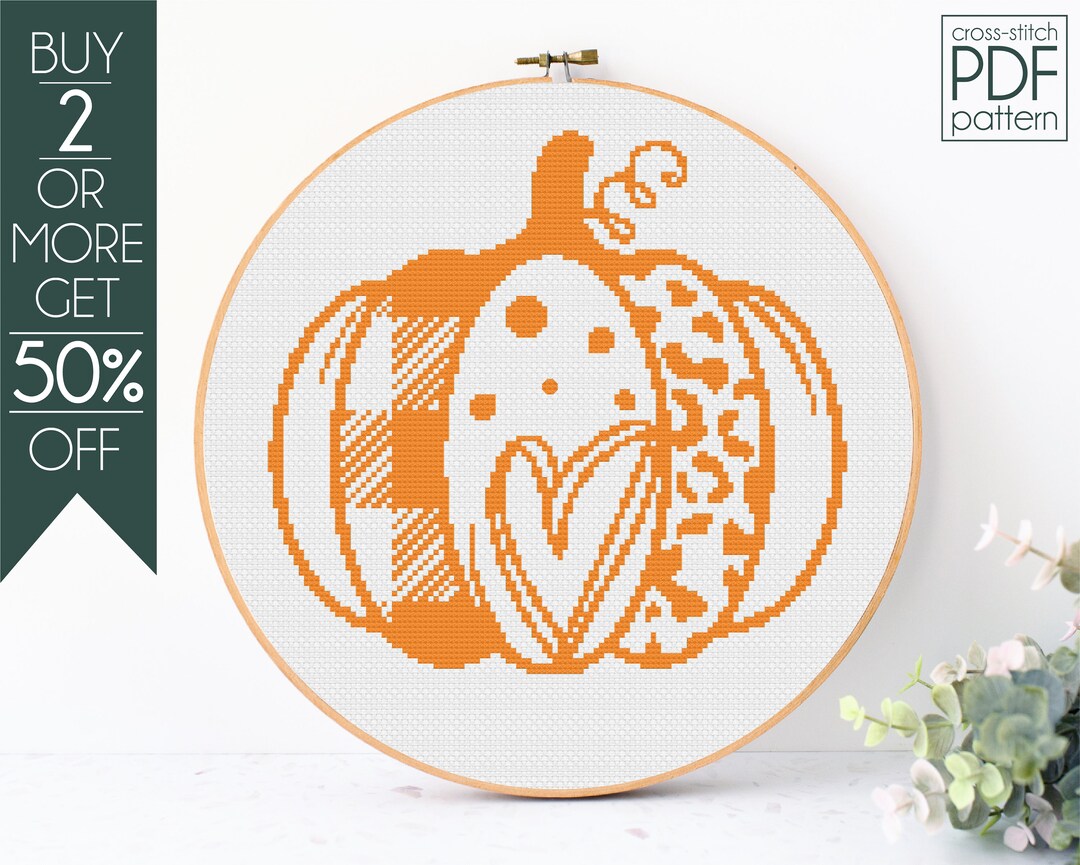 Pumpkin Cross Stitch Pattern PDF, Fall Cross Stitch, Pumpkin Patterns ...
