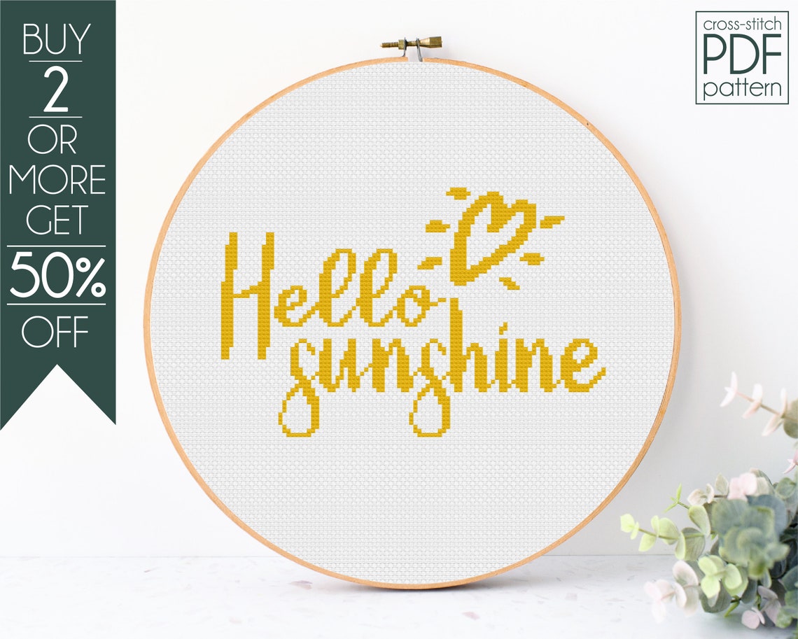 Hello Sunshine Cross Stitch Pattern PDF, Summer, Southern, Sun, Hello ...