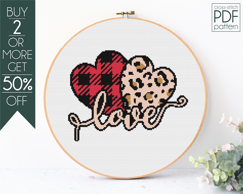 Love Hearts Cross Stitch Pattern PDF Love Cross Stitch - Etsy