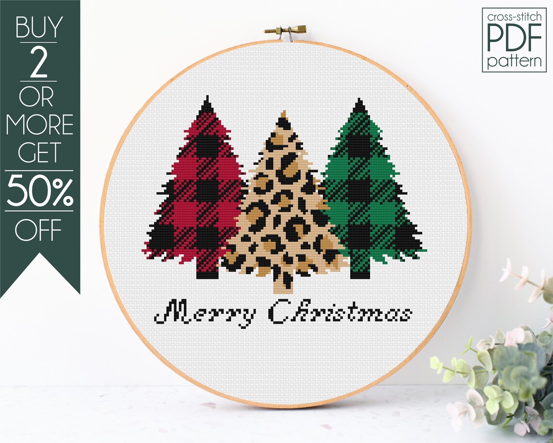 Christmas Tree Triple Cross Stitch Pattern PDF Pine Tree - Etsy
