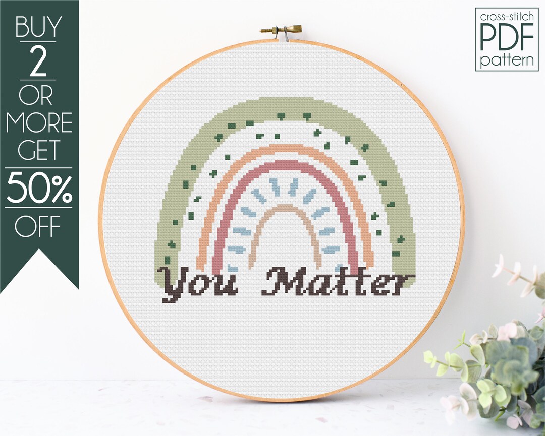 Mental Health Cross Stitch Pattern PDF, You Matter Embroidery Pattern ...