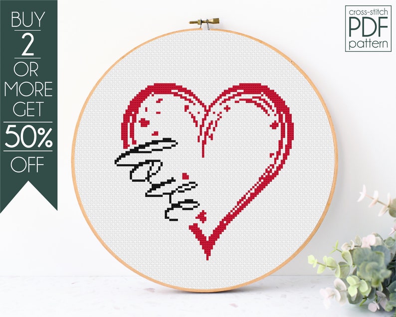 Love Cross Stitch Pattern PDF Love Heart Cross Stitch - Etsy