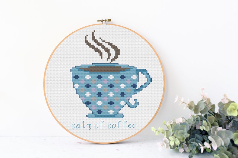 Coffee Mug Cross Stitch Pattern PDF Coffee Lover Cross - Etsy