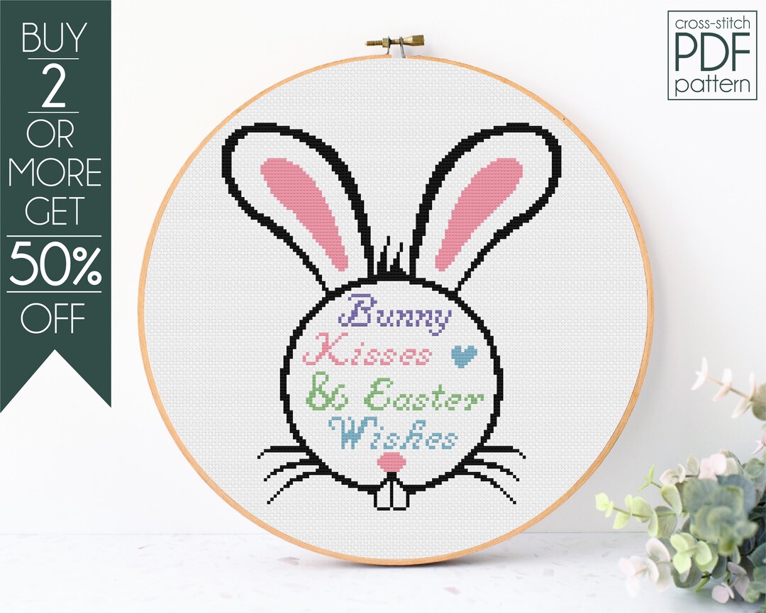 Easter Bunny Cross Stitch Pattern PDF, Easter Embroidery Pattern, Bunny ...