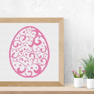 Egg Cross Stitch Pattern PDF, Easter Embroidery Pattern, Swirly Egg ...