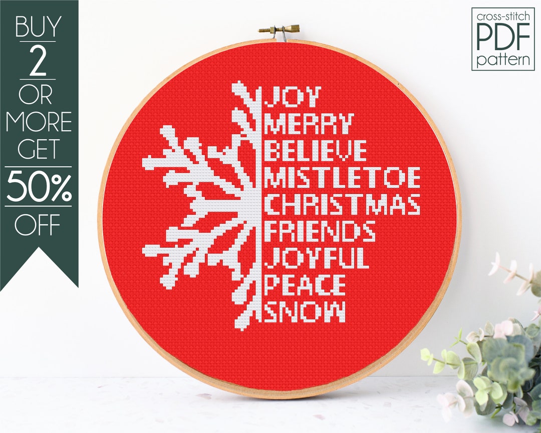 Snowflake Cross Stitch Pattern PDF, Christmas Cross Stitch, Merry ...