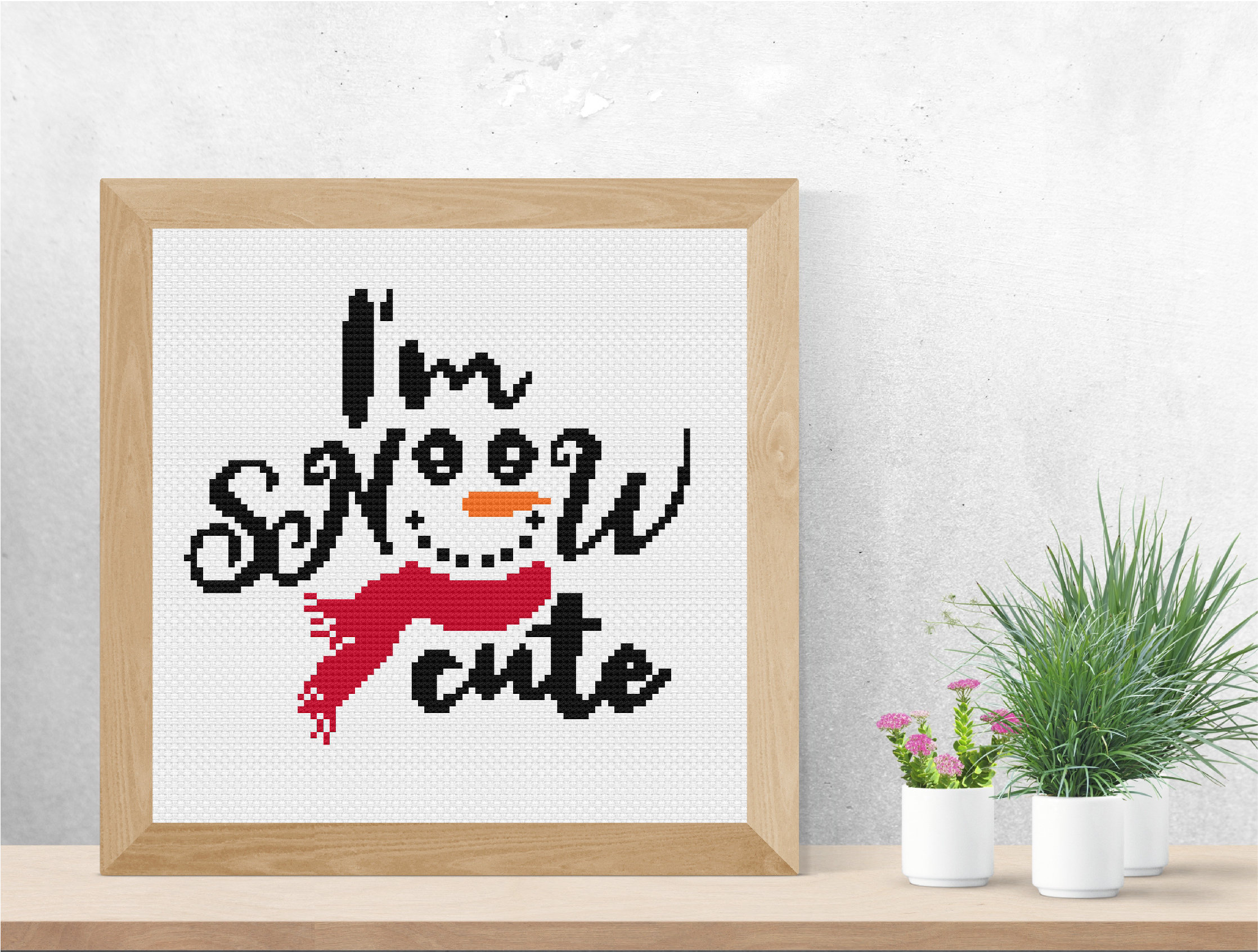 I'm Snow Cute Cross Stitch Pattern PDF Snowman Cross - Etsy