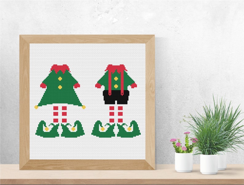 Elf Couple Cross Stitch Pattern PDF Christmas Elf Cross - Etsy